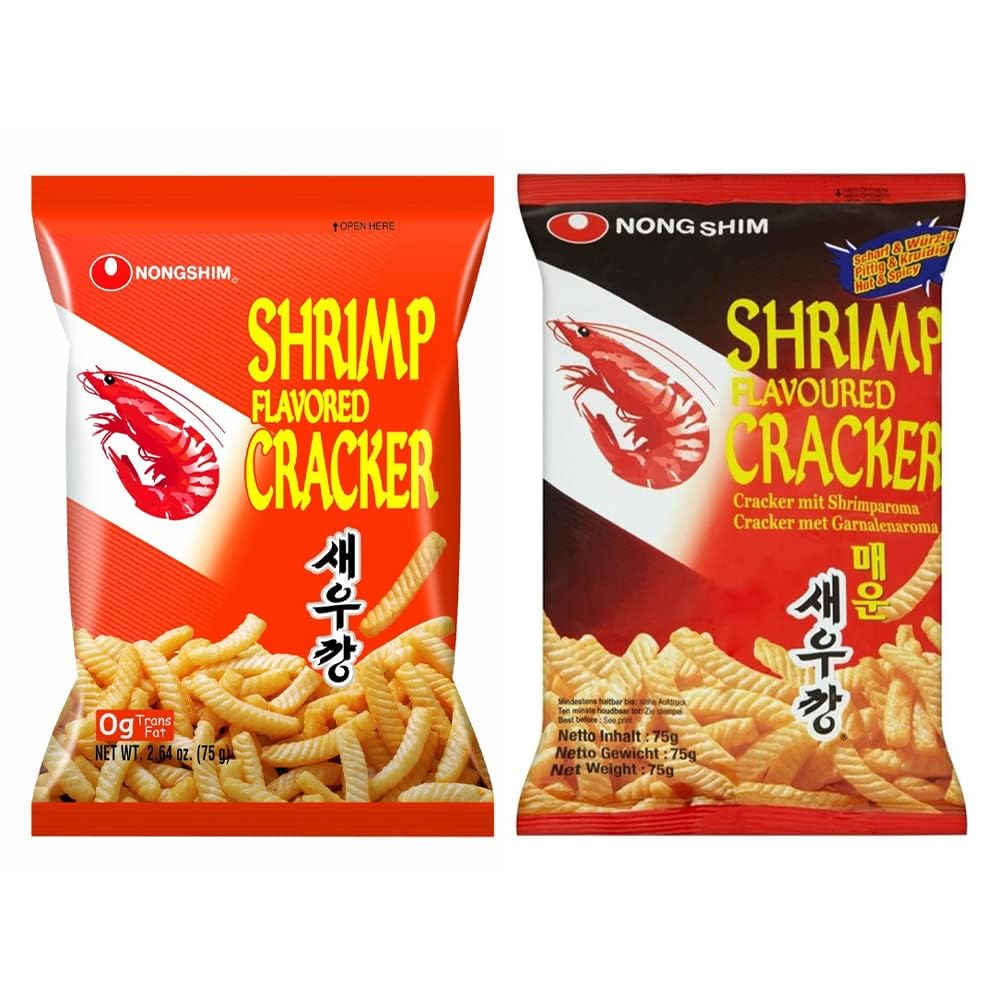 Nongshim Shrimp Crackers Set (Original Flavor + Spicy Flavor) 2 pack ...