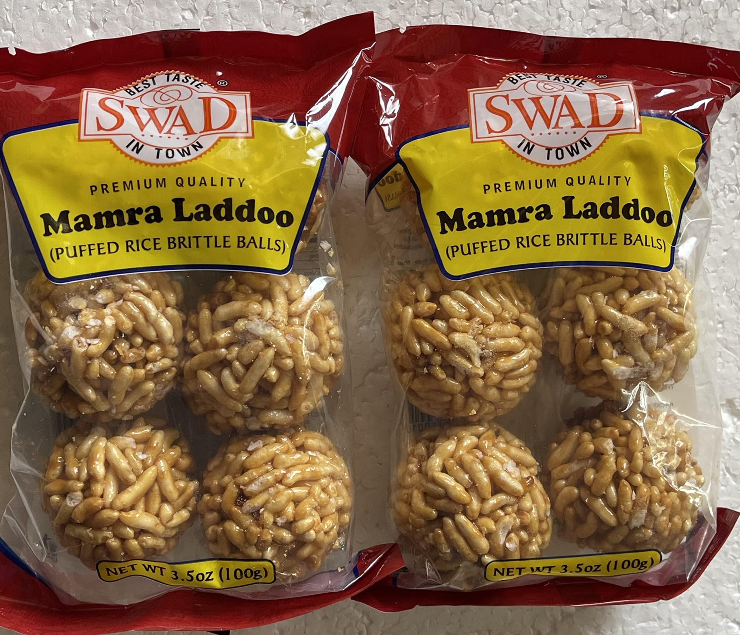 Swad Mamra Laddoo (Puffed Rice Brittle Balls - 100 Gram (Pack of 2 ...