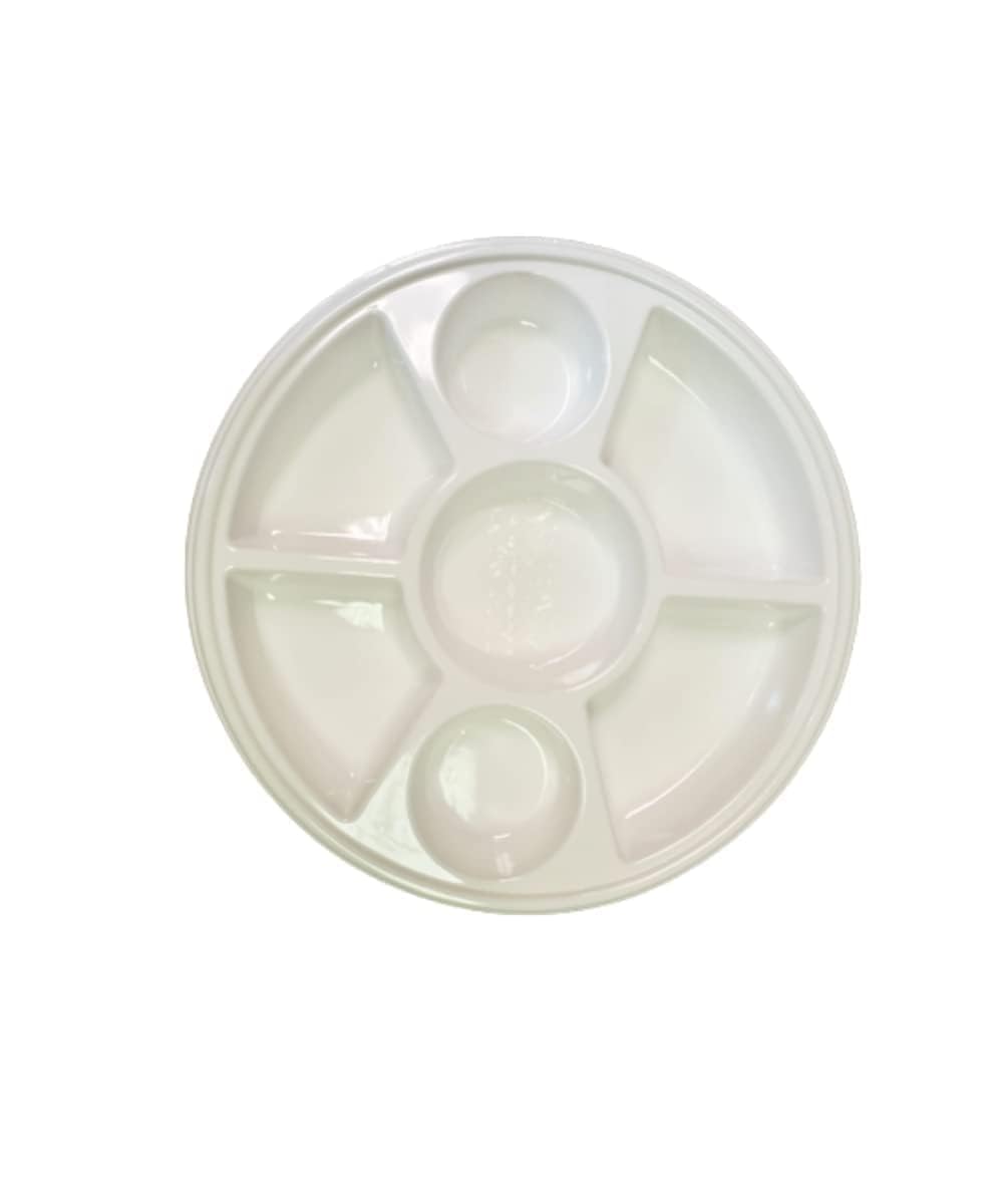 7 Compartment White Disposable Plates - - Indian Thali Plastic Tray ...