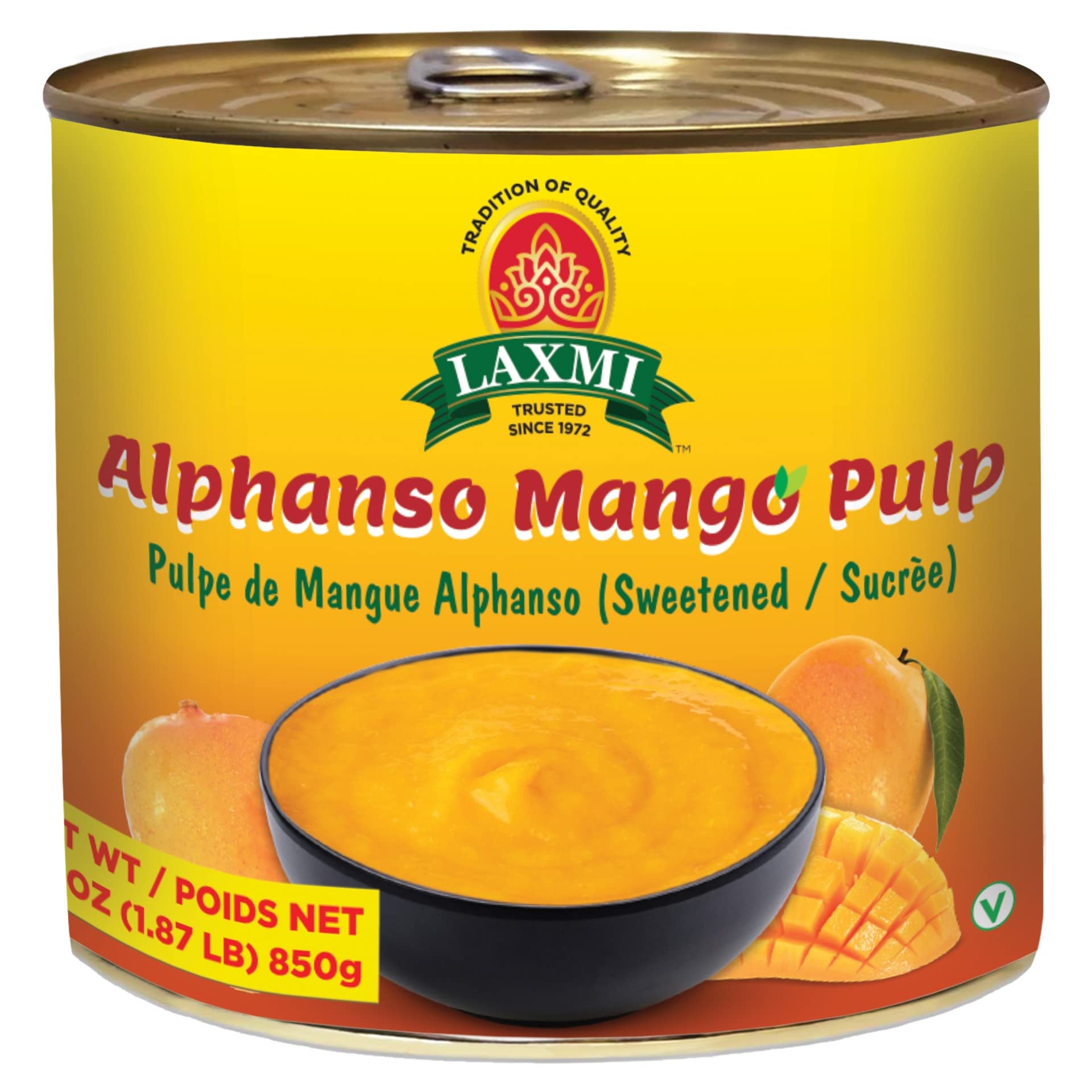 LAXMI Alphonso Mango Pulp 850 Gm (Nongmo) – Mahaekart LLC